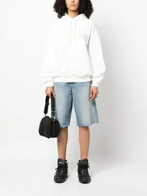 Sunnei Logo-embroidered Cotton Hoodie - White