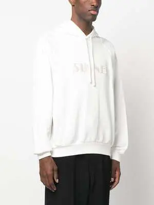 Sunnei Logo-embroidered Cotton Hoodie - White