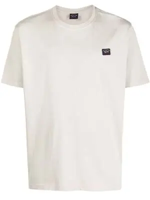 Paul & Shark Logo-patch Cotton T-shirt - Neutrals