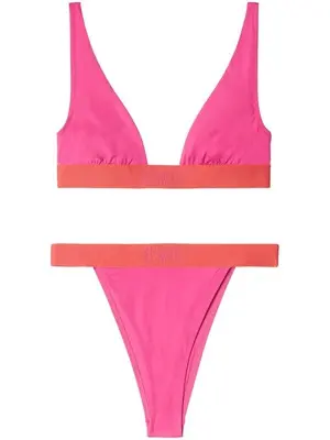 Off-White Condenced Two-tone Bikini - Pink