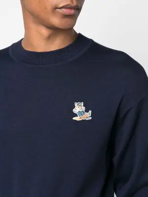 Maison Kitsuné Embroidered Fox-patch Sweatshirt - Blue