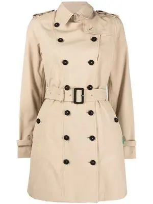 SAVE THE DUCK Lightweight Double-breasted Trench Coat - Brown