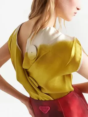 Prada Two-tone Silk Satin Blouse