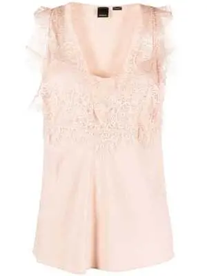 Pinko Semi-sheer Lace-panelled Top
