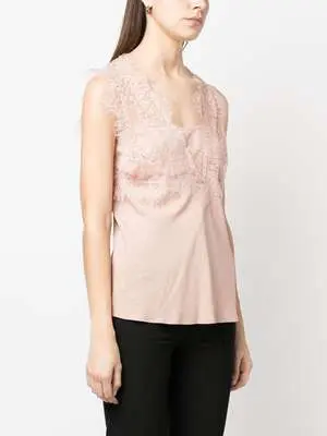 Pinko Semi-sheer Lace-panelled Top