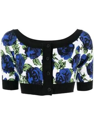 Philosophy Di Lorenzo Serafini Rose-print Cropped Cardigan