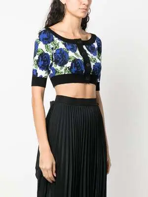 Philosophy Di Lorenzo Serafini Rose-print Cropped Cardigan