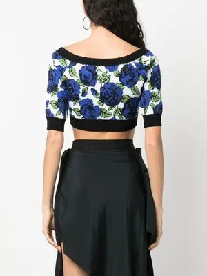 Philosophy Di Lorenzo Serafini Rose-print Cropped Cardigan