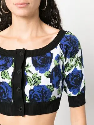 Philosophy Di Lorenzo Serafini Rose-print Cropped Cardigan
