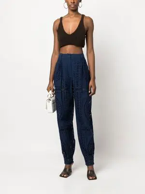 Alberta Ferretti Cut-out High-waisted Trousers - Blue