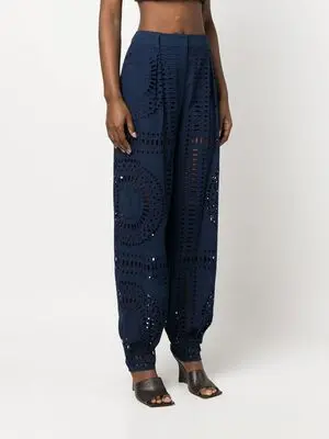 Alberta Ferretti Cut-out High-waisted Trousers - Blue