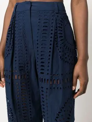 Alberta Ferretti Cut-out High-waisted Trousers - Blue