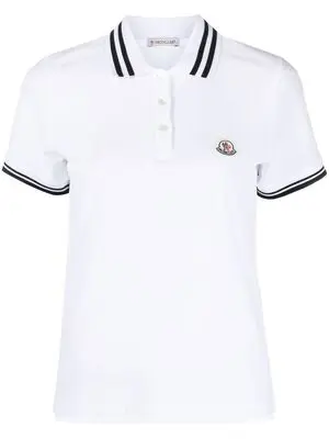 Moncler Stripe-trim Polo Shirt - White