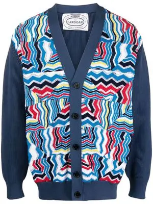 Missoni Graphic Print Knitted Cardigan - Blue