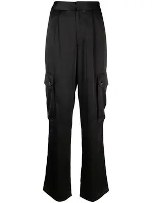 Maje Satin Cargo Trousers - Black