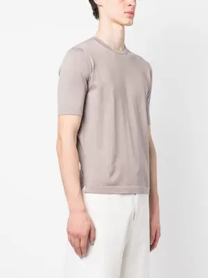 DELL'OGLIO Crew-neck Cotton T-shirt - Brown