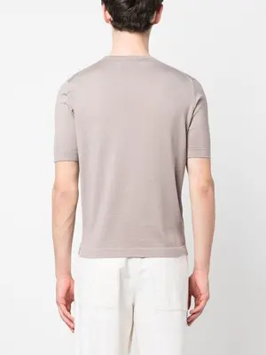 DELL'OGLIO Crew-neck Cotton T-shirt - Brown