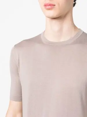 DELL'OGLIO Crew-neck Cotton T-shirt - Brown