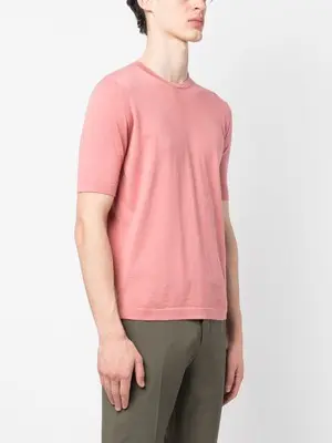 DELL'OGLIO Crew-neck Cotton T-shirt - Pink