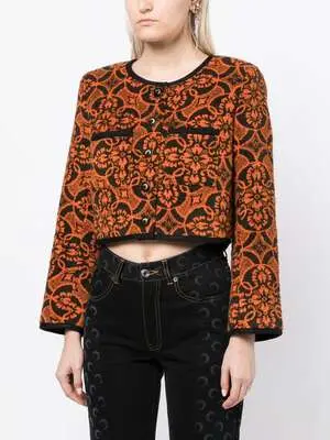 MARINE SERRE Oriental Towels Cropped Jacket - Orange