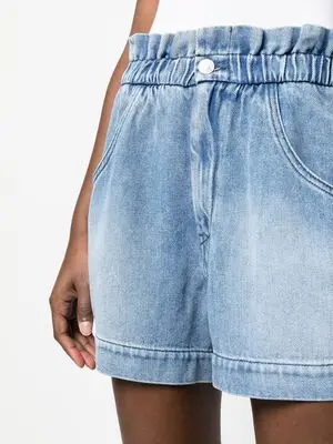 MARANT ETOILE Titea Paperbag Denim Shorts - Blue