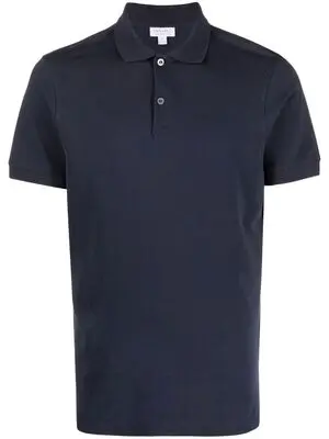 Sunspel Short-sleeve Cotton Polo Shirt - Blue