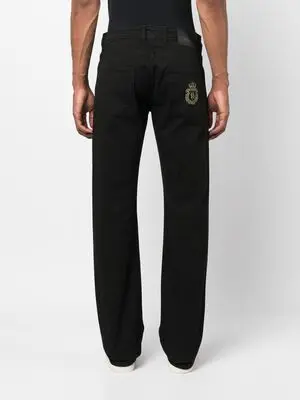 BILLIONAIRE Logo-crest Straight-leg Jeans - Black