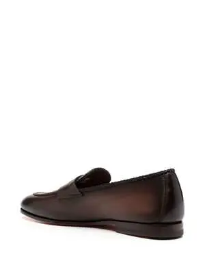 Santoni Leather Penny Loafers - Brown