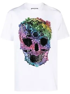 Philipp Plein Rhinestone-embellished Skull-print T-shirt - White