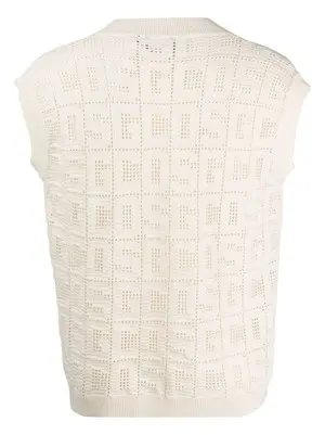 Gcds Monogram Macramé Gilet - Neutrals