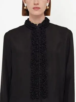 JIL SANDER Ruffle-trim Long-sleeved Shirt - Black