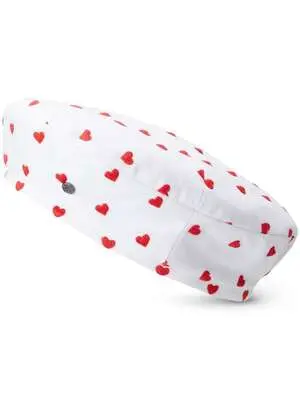 MAISON MICHEL Billy Heart-print Beret - White