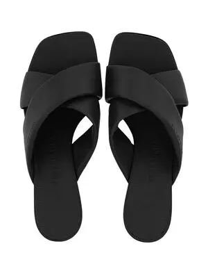 FERRAGAMO Crossover-strap Lambskin Mules - Black