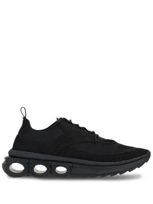 FERRAGAMO Gancini Sole Knit Sneakers - Black