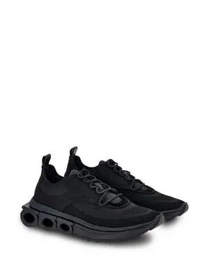 FERRAGAMO Gancini Sole Knit Sneakers - Black