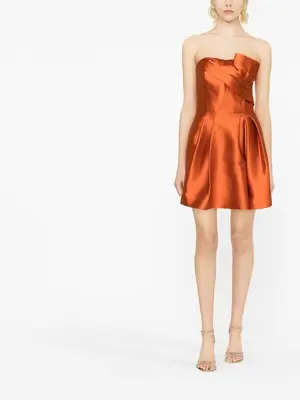 Alberta Ferretti Satin Finish Short Dress - Orange