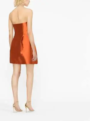 Alberta Ferretti Satin Finish Short Dress - Orange