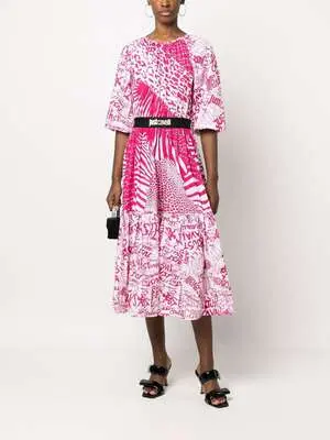 Just Cavalli Graphic-print Flared Midi Dress