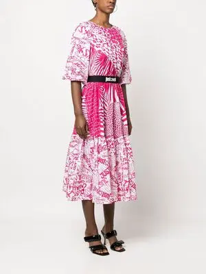 Just Cavalli Graphic-print Flared Midi Dress