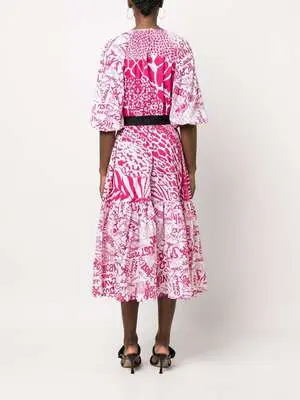 Just Cavalli Graphic-print Flared Midi Dress