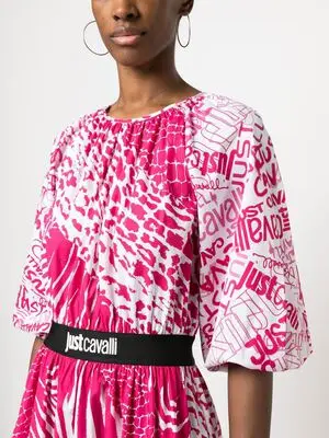 Just Cavalli Graphic-print Flared Midi Dress