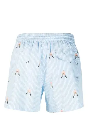 Gcds Cartoon-print Pinstripe Shorts