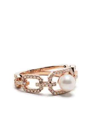 Shay 18k Rose Diamond And Pearl Ring - Gold