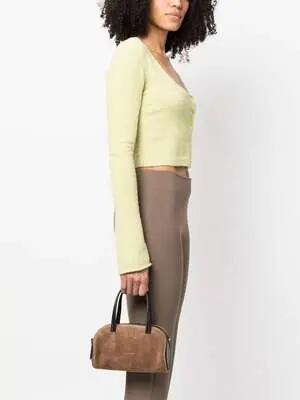 Manu Atelier Hourglass Suede Bowling Bag
