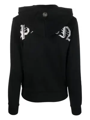 Philipp Plein Crystal-embellished Logo Hoodie - Black