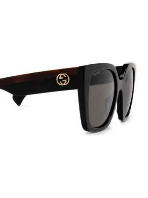 Gucci Striped Square-frame Sunglasses - Black