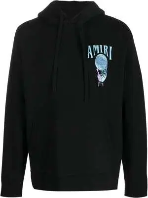 Amiri Graphic-embroidered Cotton Hoodie - Black