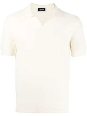 DRUMOHR Short-sleeve V-neck Polo Shirt - White