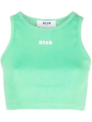 MSGM Logo Sleeveless Top - Green