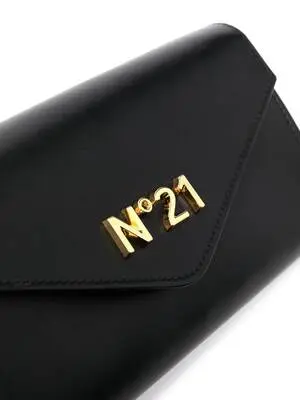 N°21 Leather Shoulder Bag With Logo - Black